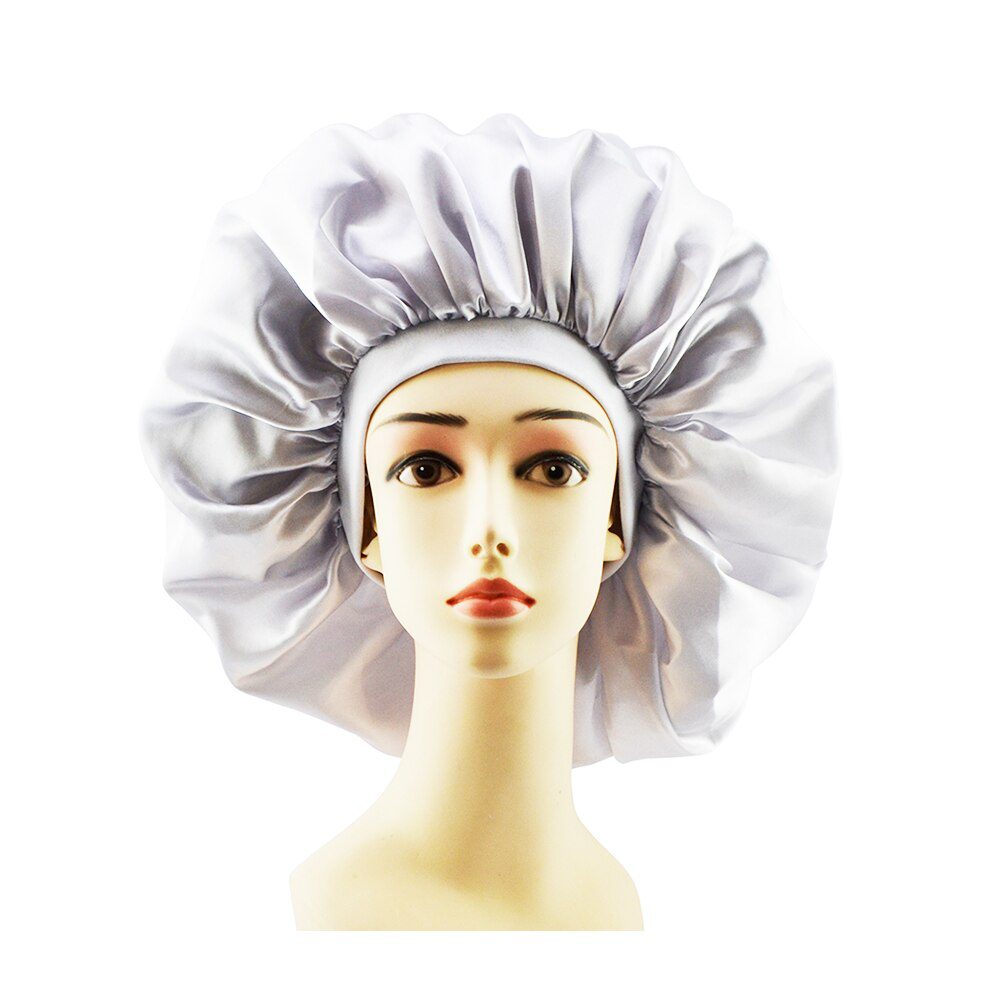 Big Size Satin Silk Bonnet Sleep Night Cap Head Cover Bonnet Hat For ...
