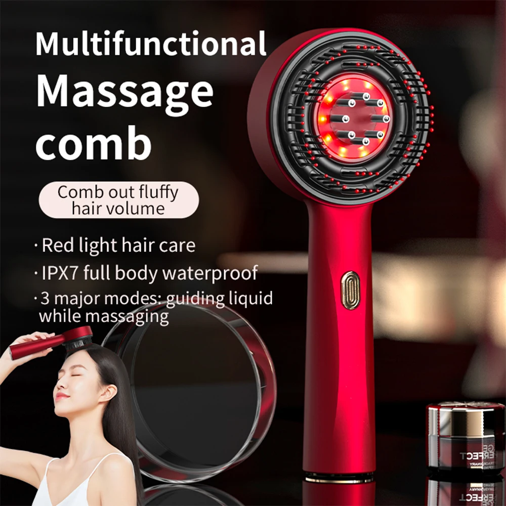 Electric Red Light Hair Growth Comb & Scalp Massage Brush